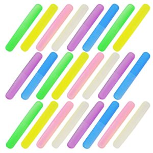 bskifnn 24pcs plastic toothbrush case six colors portable dust-proof toothbrush cases toothbrushes holder for daily and travel use (24)