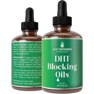 dht blocker for women & men - vegan thickening, moisturizing & strengthening hair serum - topical scalp oil for weak, frizzy, dry hair - 1oz - dht blocking oil