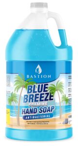 bastion foaming hand soap refill - 1 gallon (128oz) antibacterial hand wash - refreshing clean blue breeze scent bulk jug -made in the usa