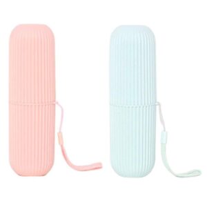 na toothbrush case portable toothbrush holder multifunctional travel toothbrush case toothbrush cup 2packs(pink+ green)