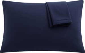 saharbeddings travel pillow case cover 12 x 16 inch size envelope closure set of 2 piece soft and breathable 100% egyptian cotton (toddler travel pillow cover 12 x 16, navy blue)