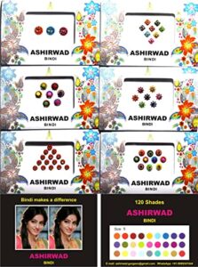 ashirwad indian multicolor multisize, multi design reusable stone crystal bridal bindis, forehead tika, face jewels stickers (bindi-004)