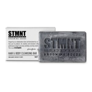 stmnt grooming goods hair & body cleansing bar, 4.4 oz | sls/sles sulfates free | moisturizing formula w/ activated charcoal | travel friendly