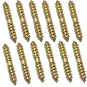 pzrt 12pcs 6x40mm dowel screw zinc plated iron double ended screw self tapping furniture screw