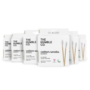 the humble co. bamboo cotton swabs (600 count) - cotton swabs and cotton buds for ears, makeup, pet care and cleaning (white)