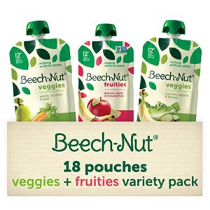 beech-nut baby food pouches veggies & fruities variety pack, 3.5oz, 18ct