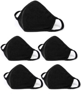 forno 5 pack face masks,unisex face mask with adjustable nose bridge,black dust cotton, washable reusable cloth for adults【usa seller】