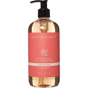 crabtree & evelyn rosewater & pink peppercorn hydrating hand wash, 16.9 fl oz