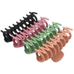 shalac large hair claw clips for thick hair 4 pcs, strong hold perfect for women, barrettes for long hair, fashion accessories for girls, hair clamps clip 4.4 inch big hair claw for heavy hair