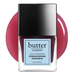 butter london nail strengthener for damaged nails, jelly preserve (strawberry rhubarb) - pink translucent finish nail polish strengthens, nourishes & rejuvenates nail beds & roots - nail care products