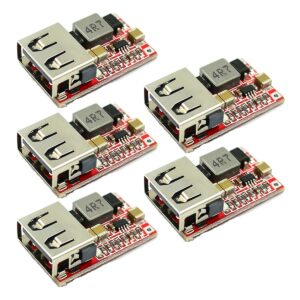 alamscn dc-dc buck converter car usb charger module 6-24v 12v 24v to 5v 3a step down voltage regulator power supply module(pack of 5) red