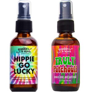 frankie & myrrh 2-pack room spray: truly patchouli & hippie go lucky. natural light perfume/cologne for relaxation and energy aromatherapy