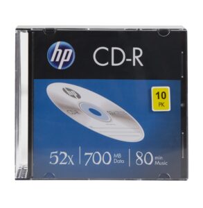 hp cd-r 52x blank discs (80 minutes/700mb) - 10 pack slim jewel cased discs