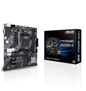 asus prime a520m-k amd am4 (3rd gen ryzen) micro-atx motherboard (ecc memory, m.2 support, 1gb ethernet, m.2, usb 3.2 gen 1 type-a,hdmi 2.1 4k@60hz, d-sub)