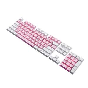 oem profile 104 doubleshot pbt ansi layout keycaps for mechanical keyboard,key caps,durable translucent backlit key compatible gaming keyboard keycaps for 61/87/104 keyboards(pink white combo)