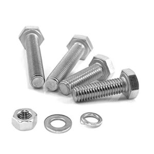 10pcs m8x25mm stainless steel hex head screws bolts-no slot stainless steel hex head machine screw(with flat washer & split lock washer & hex nuts)