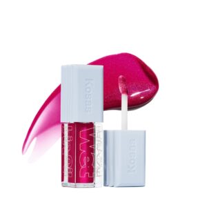 kosas wet lip oil gloss - hydrating lip plumping treatment with hyaluronic acid & peptides, non-sticky finish (fruitjuice)