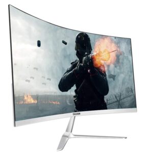 n / a nfj024 24 inch gaming monitor for esports, ips curved screen 1920 * 1080p frameless 144hz refresh rate 1ms (hdmi vga interface) low blue light mode, for home and office, white