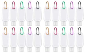 travel bottles with keychain (20 pcs), 1oz (30ml) portable plastic leakproof squeeze bottles with flip cap - empty refillable containers for hand sanitizer shampoo conditioner body wash liquid