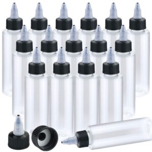 twdrer 16 pack clear dispensing bottles with twist top cap,small boston round ldpe plastic squeeze bottles(4oz/120ml)