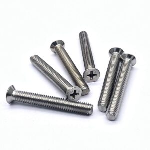 25pcs m6-1.0 x 45mm stainless steel countersunk head screws, metric coarse thread flat head bolt, phillips drive (size: 6×45)