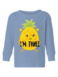 awkward styles kids birthday outfits pineapple three toddler long sleeve 3 years old baby shirt i'm three for children lightblue 3t