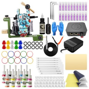 wormhole tattoo kit for beginners 10 tattoo inks complete tattoo machine gun power supplies tk096