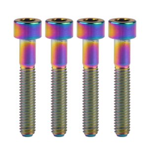 wanyifa titanium ti m6x10 15 18 20 25 30 35 40 45 50 55 60 65mm socket allen hex bolt pack of 4 (m6x40mm, ranibow)