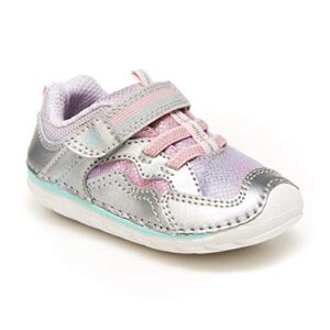 stride rite baby girls soft motion kylo sneaker, silver/multi, 4.5 toddler us