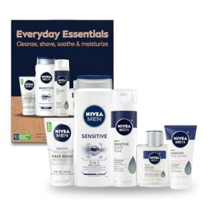 nivea men complete collection skin care set for sensitive skin, 5 piece set