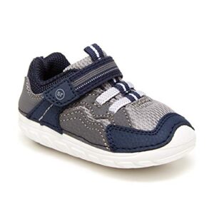 stride rite baby boys soft motion kylo sneaker, navy/gray, 6 wide toddler us