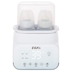 evla’s baby bottle warmer, multi-function feeding bottle warmer, fast and accurate breastmilk and formula milk warmer with timer, defrost, keep warm, baby food jar heating functions, white