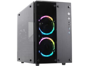 rosewill cullinan px rgb-st atx mid-tower gaming pc computer case, supports 240 & 280mm liquid coolers, 4 dual-ring remote-controlled 120mm rgb led fans & 80mm rear fan, tempered glass