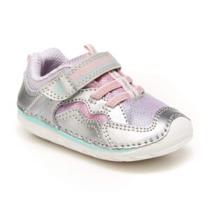 stride rite baby girls soft motion kylo sneaker, silver/multi, 3.5 wide infant us