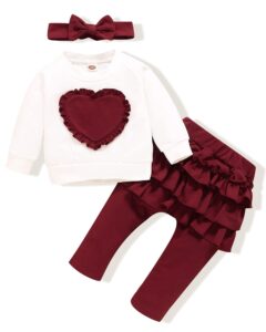 nzrvaws valentines day baby girl clothes 6 months 9 months infant toddler girl outfit sweater long sleeve fall winter love heart print pant set spring