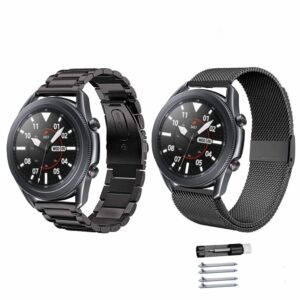 acestar 2pack compatible with samsung galaxy watch 46mm/galaxy watch 3 45mm bands,2pack 22mm stainless steel metal+mesh loop bands for galaxy 3 watch bands 45mm/galaxy s3 bands men women