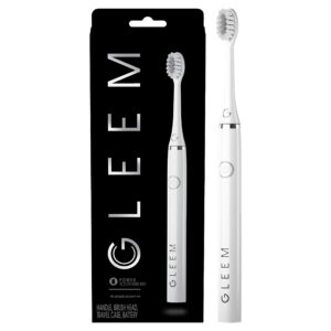 gleem battery power electric toothbrush with travel case, soft bristles, white