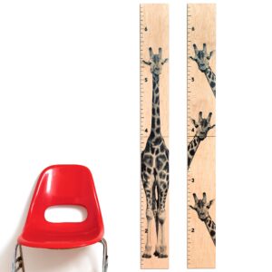 headwaters studio wooden ruler growth chart for kids, boys & girls - height chart & height measurement for wall - kids nursery wall decor & room hanging wall decor - giraffe theme - natural