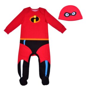 disney the incredibles jack-jack baby boys footie bodysuit and cap set for newborn and infant