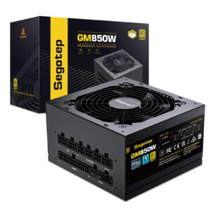 segotep gm850 power supply 850w, pcie 5.1 & atx 3.1 full modular 80 plus gold certified gaming psu for nvidia rtx 20/30/40/50 series and amd graphics cards