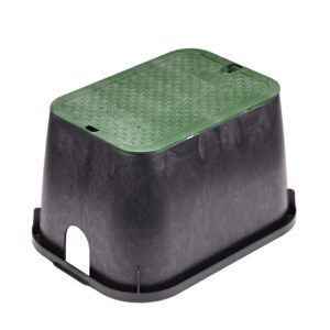 nds 113bc 14" x 19" standard series sprinkler valve box- black with green bolt-down cover