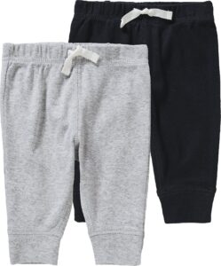 carter's baby boys 2-pack pull-on pants (black/heather, 12 months)