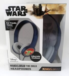 star wars kid safe headphones mandalorian the child print over the ear padded cushions