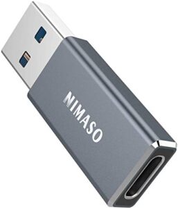 nimaso usb c female to usb male adapter 5gbps, type c to usb a charger cable adapter,fast charging converter compatible with power bank,laptops,chargers,samsung s20 s20+ note 10,google pixel.