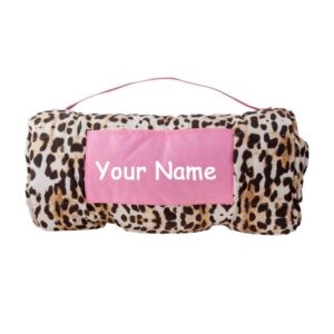 personalized stephen joseph all over leopard print with pink details child nap mat with custom name