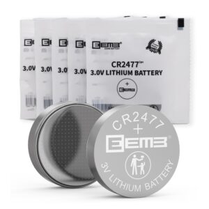 eemb 5 pack cr2477 battery 3v lithium battery button coin cell batteries 2477 battery dl2477, ecr2477 for electronic candle, light, remote control, key fob, alarm, contact sensor, smart devices…