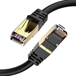 cat8 ethernet cable 100ft, heavy duty high speed lan cable for outdoor&indoor, 26awg shielded network cable, 40gbps, 2000mhz with gold plated rj45 connector for router, modem, gaming, xbox, pc, mac