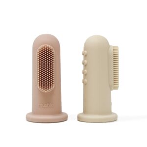 mushie baby finger toothbrush (blush/shifting sand) 2-pack