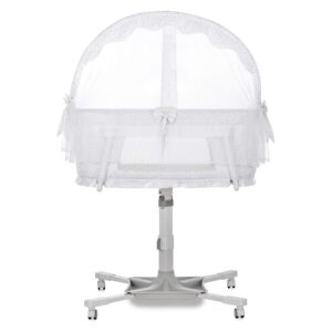 dream on me breeze swivel baby bassinet in white, 4 adjustable height positions, sturdy and lightweight portable bassinet, breathable mesh sides with waterproof mattress pad