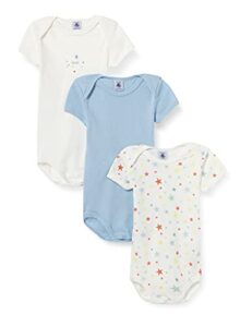 petit bateau babies' colourful starry short-sleeved organic cotton bodysuits - 3-pack style 59429 sizes 3-36 months (size 6 month style 59429)